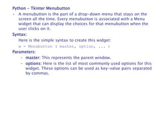 tkinter final ppt.ppt | Programming Languages | Computing