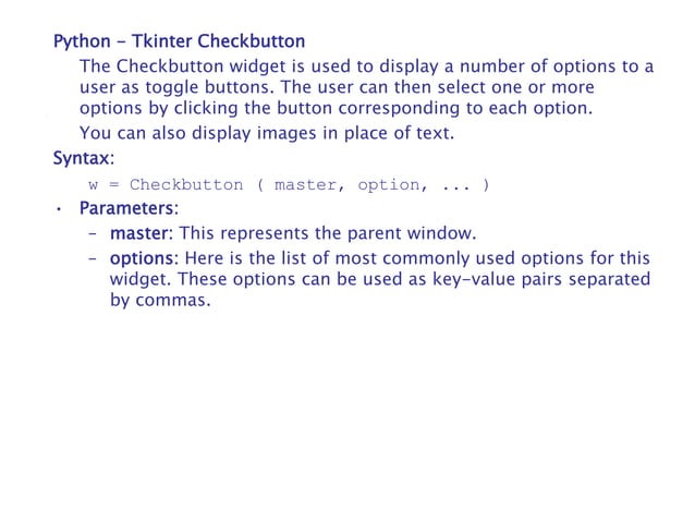 tkinter final ppt.ppt | Programming Languages | Computing