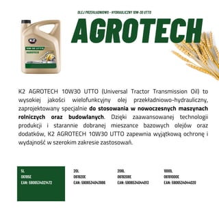 K2 AGROTECH 10W-30 UTTO 5L | Olej przekładniowo-hydrauliczny | PDF