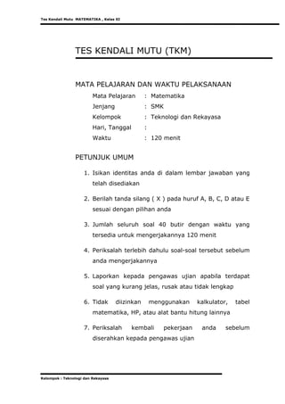 T k m matematika kelas xi, kode b tahun 2009 2010 | DOC