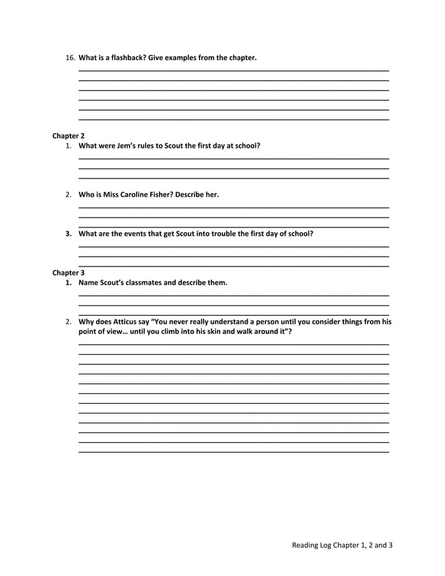 Tkm reading log 1,2,3 | PDF