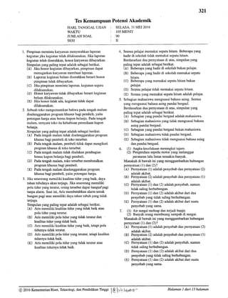 SOAL TKPA SBMPTN 2016 [ SELEKSI BERSAMA MASUK PERGURUAN TINGGI NEGERI ] KODE 321 | PDF
