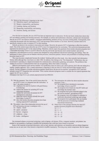 SOAL LATIHAN TKPA SBMPTN 2016 KODE 337 | PDF