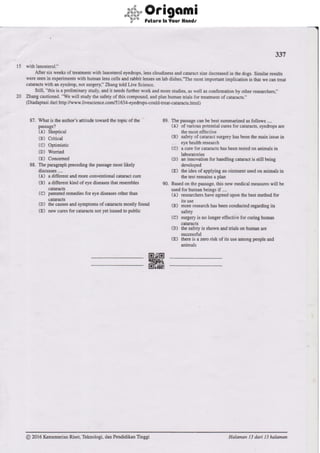 SOAL LATIHAN TKPA SBMPTN 2016 KODE 337 | PDF