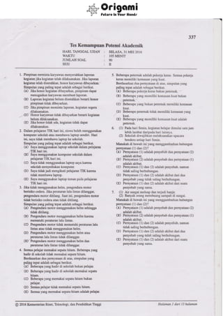 SOAL LATIHAN TKPA SBMPTN 2016 KODE 337 | PDF