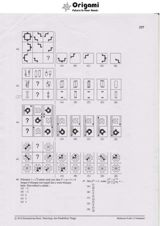 SOAL LATIHAN TKPA SBMPTN 2016 KODE 337 | PDF