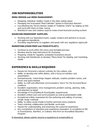 TK Recipe Developer - Contact mreamy@tk.co