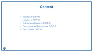management total knee replacement tkr thr | PPTX