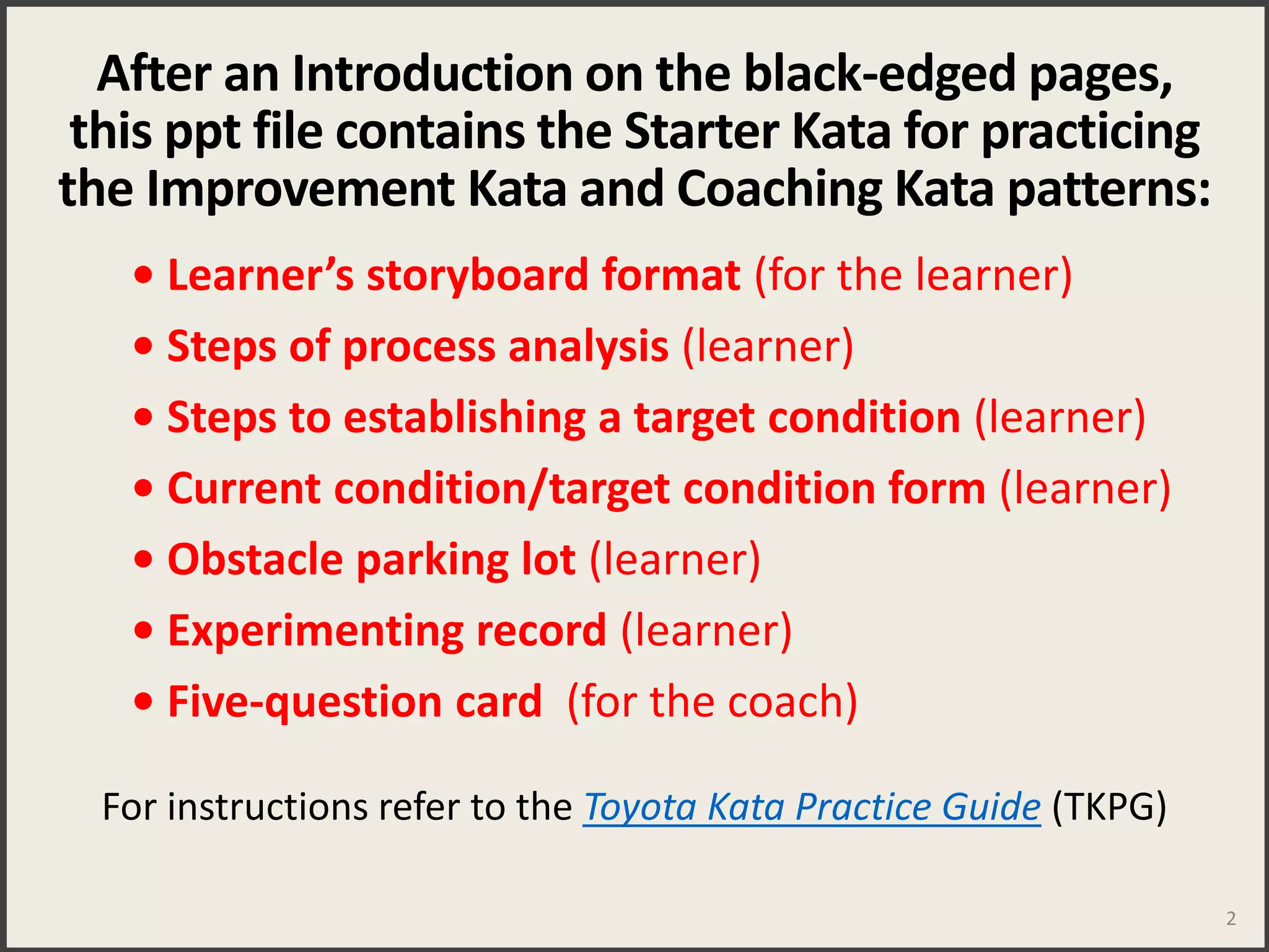 The Toyota Kata Starter Kata | PPTX | Science