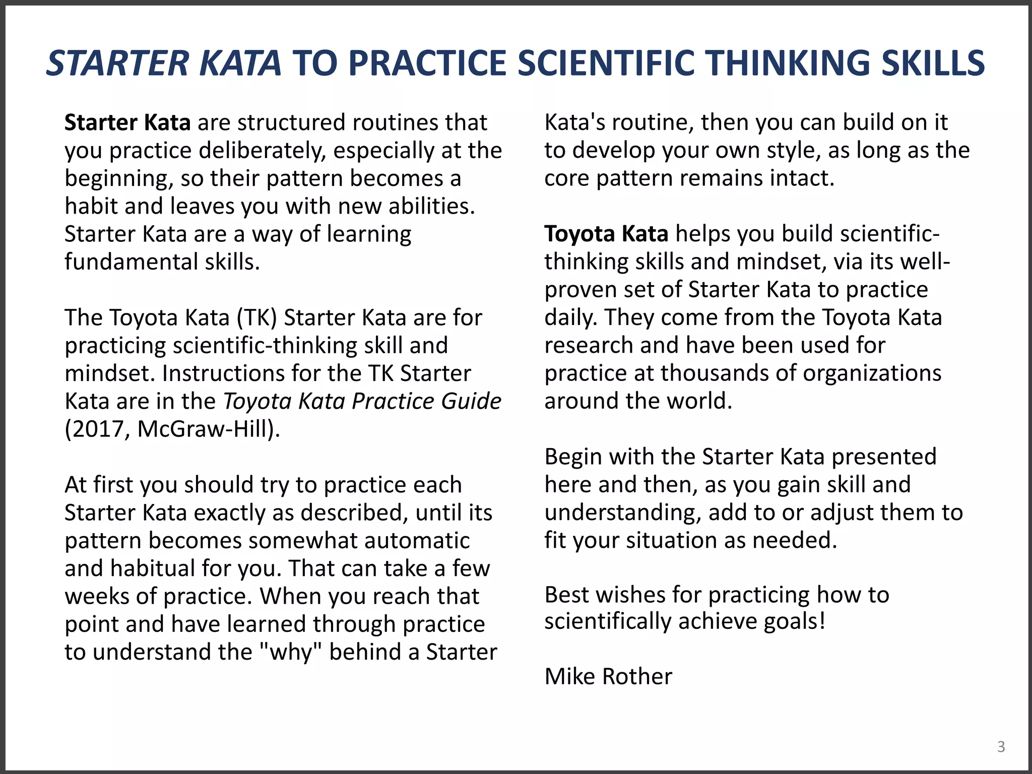 The Toyota Kata Starter Kata | PPTX