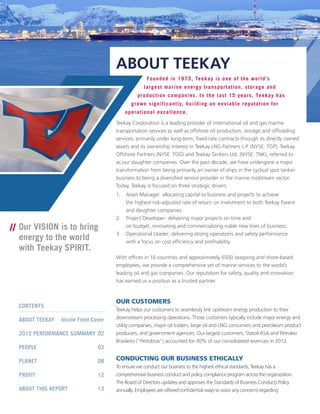 Teekay Sustainability Report 2012 | PDF | Logistics and Transportation ...