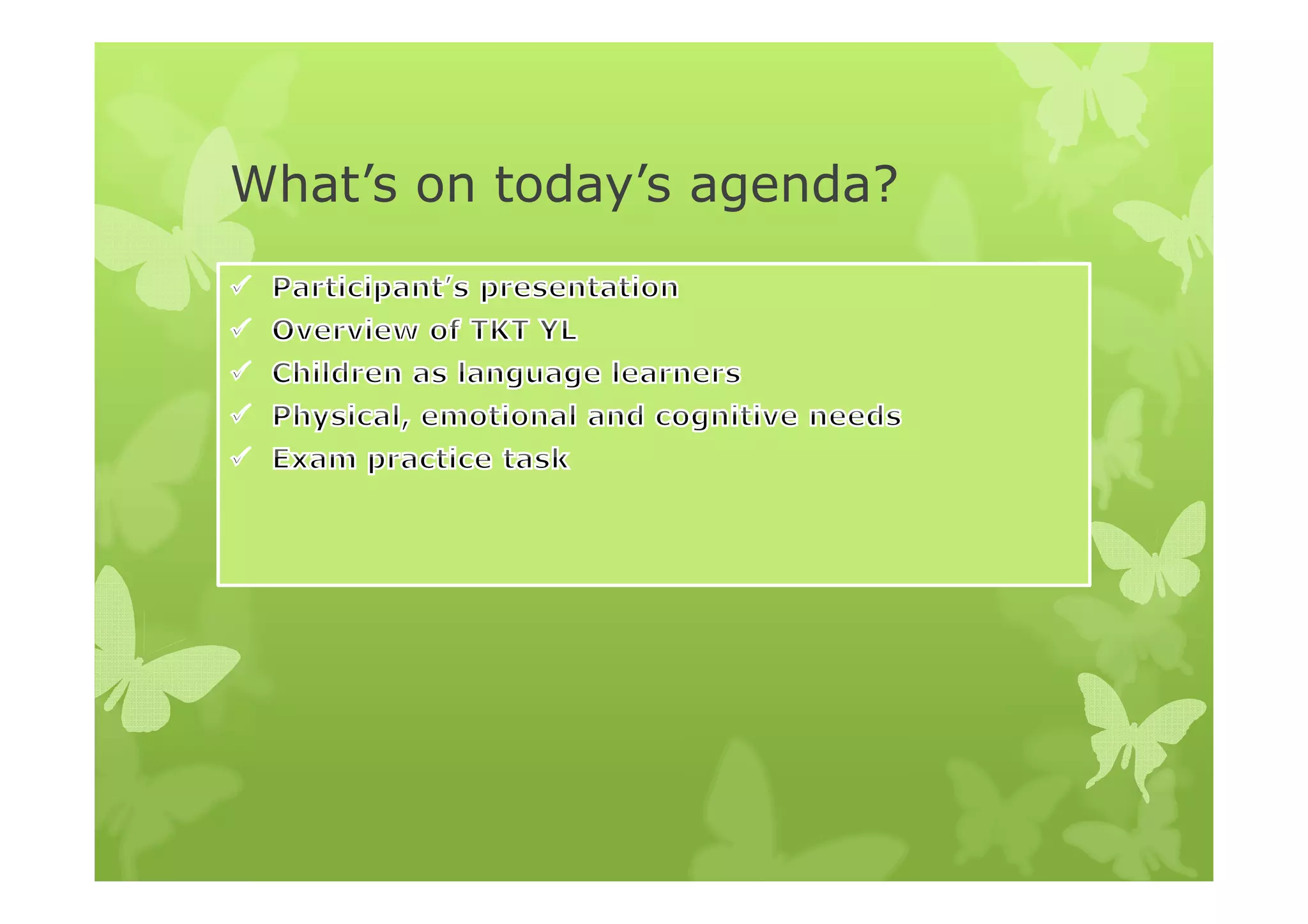 TKT: Young learners session 1 | PDF