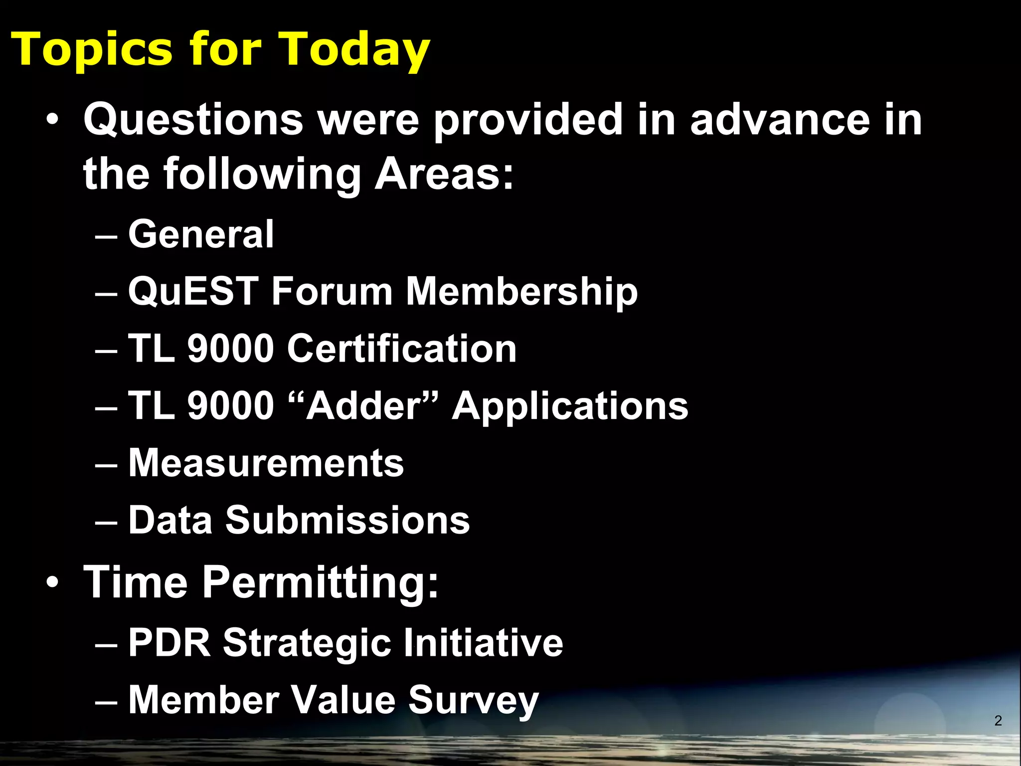 TL 9000 Measurements and Requirements Interactive Workshop | PDF