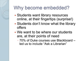 Embedding library resources into Course Management Systems: A case ...