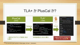 エンジニア目線で見る TLA+ と PlusCal - TAKAMI Torao | PDF
