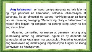 Talaarawam at anekdota at ang kailigran nito.pptx