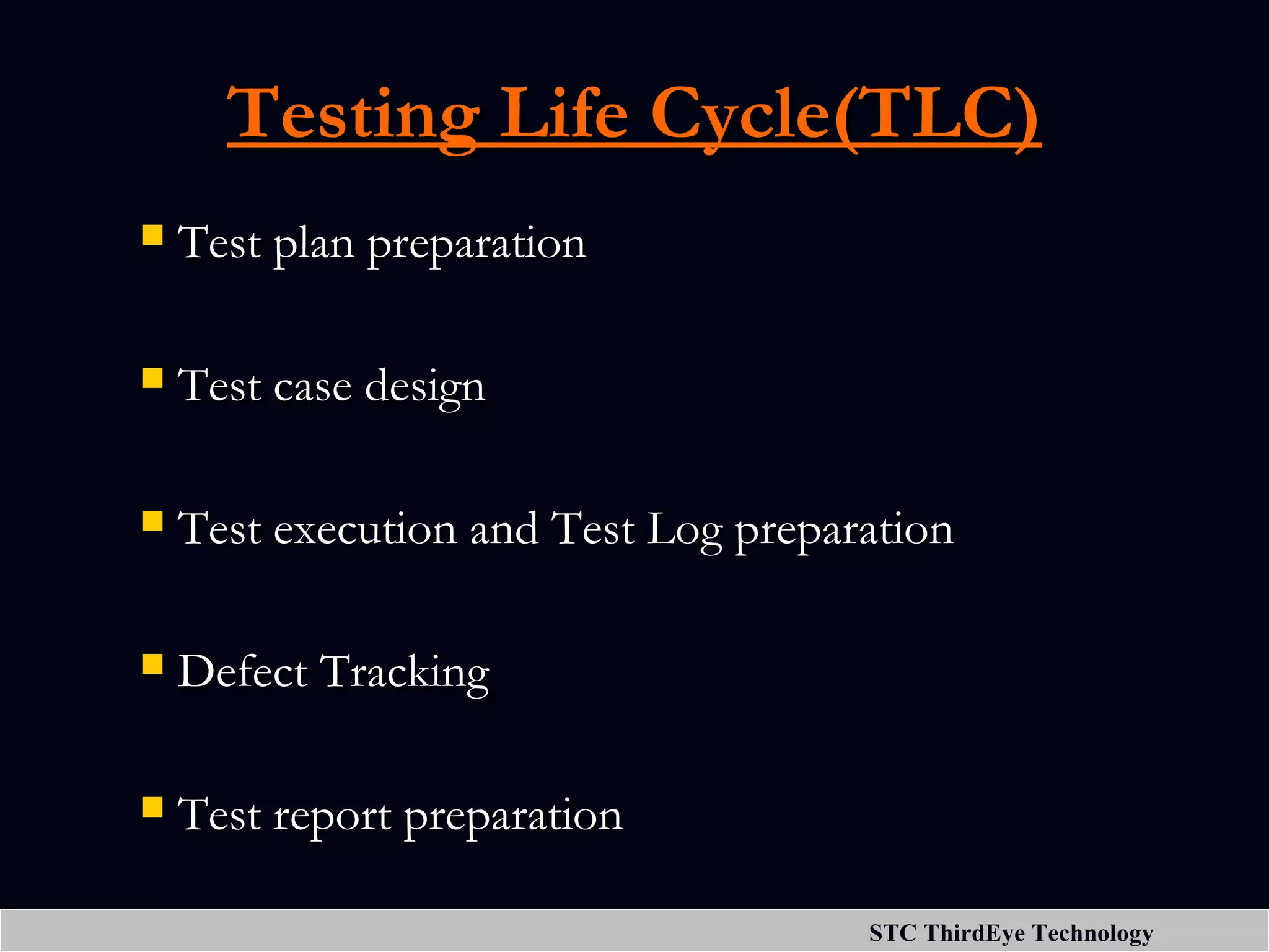 TESTING LIFE CYCLE PPT | PPT