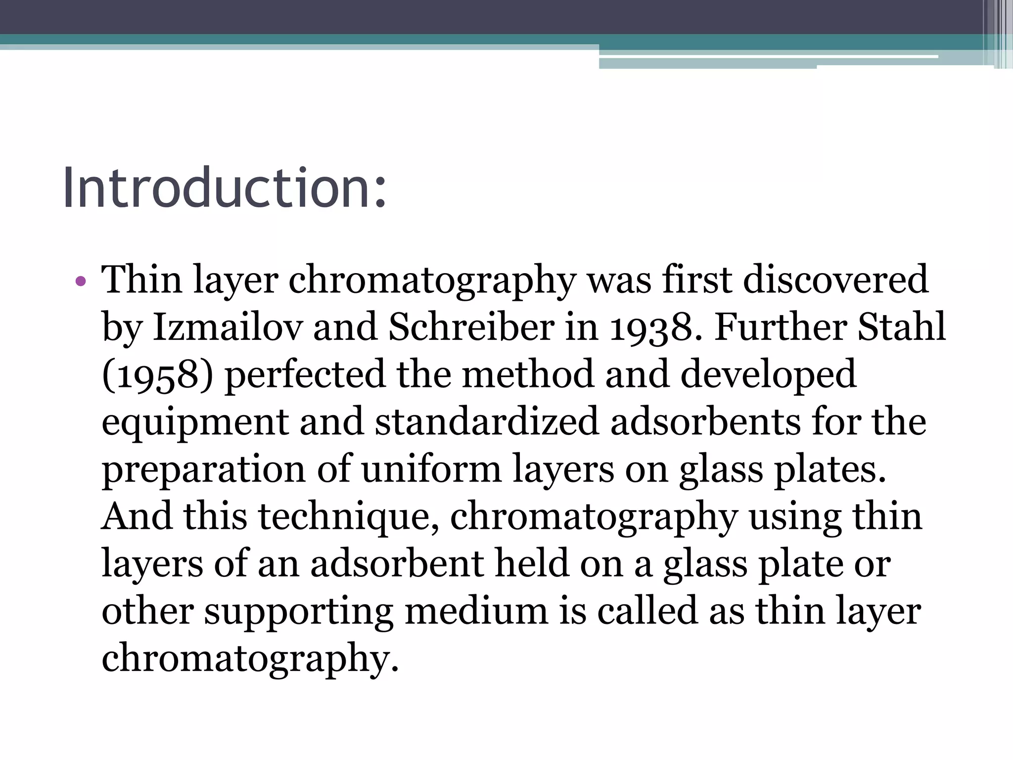 Thin layer chromatography- instrumental analysis. | PPTX