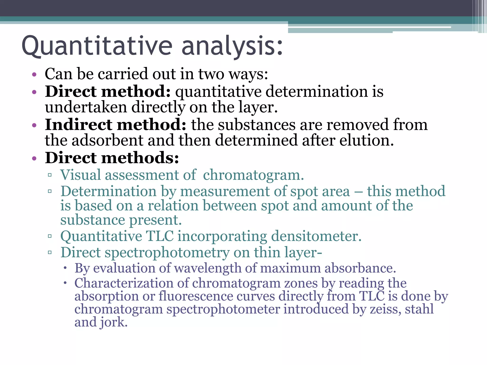 Thin layer chromatography- instrumental analysis. | PPTX