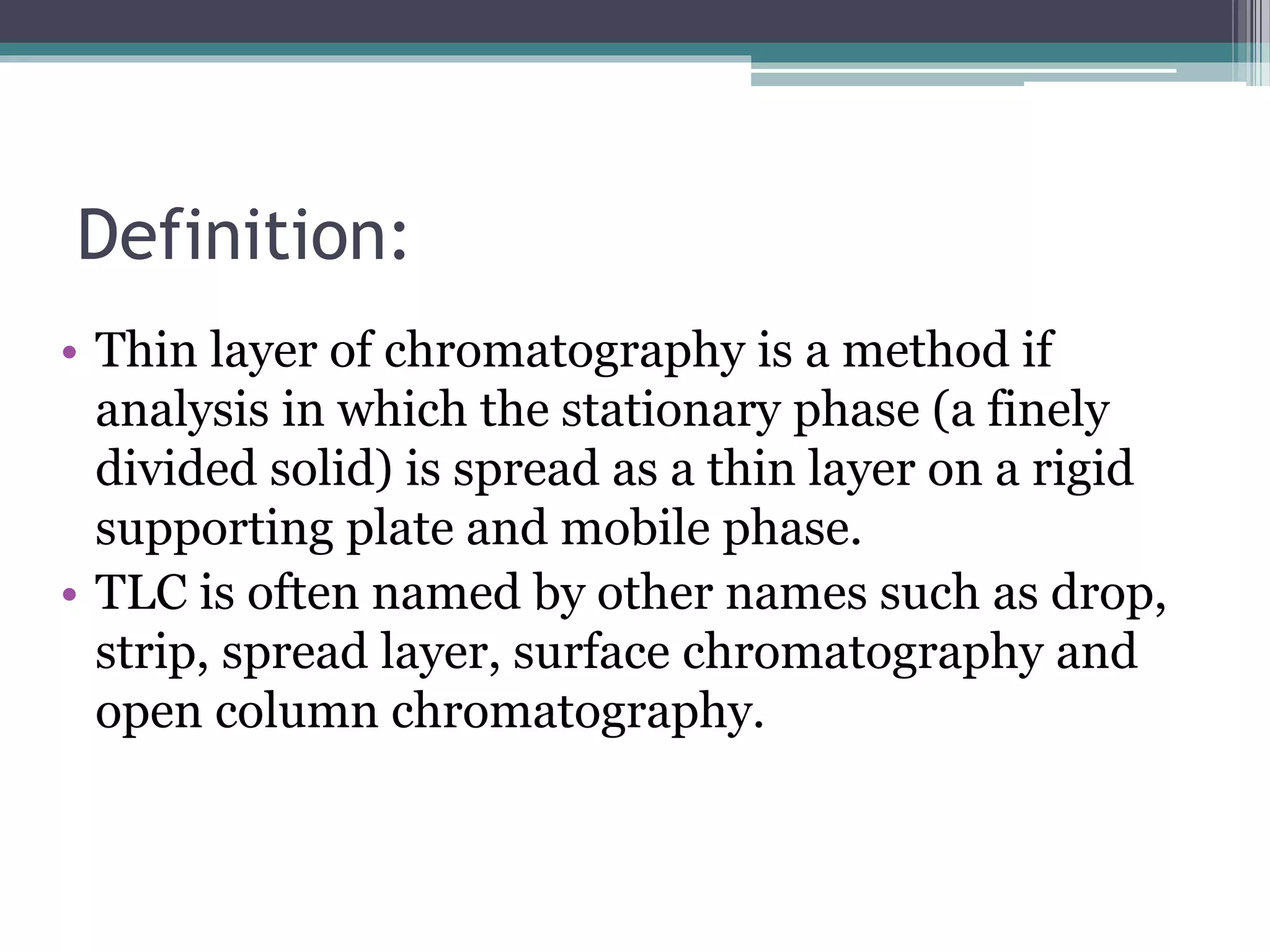 Thin layer chromatography- instrumental analysis. | PPTX