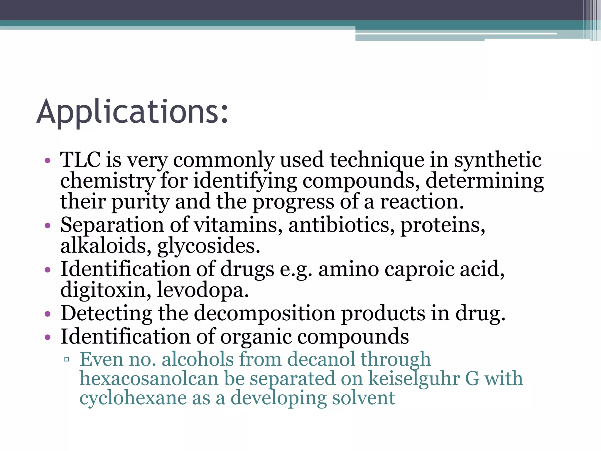 Thin layer chromatography- instrumental analysis. | PPTX