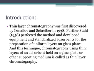 Thin layer chromatography- instrumental analysis. | PPTX