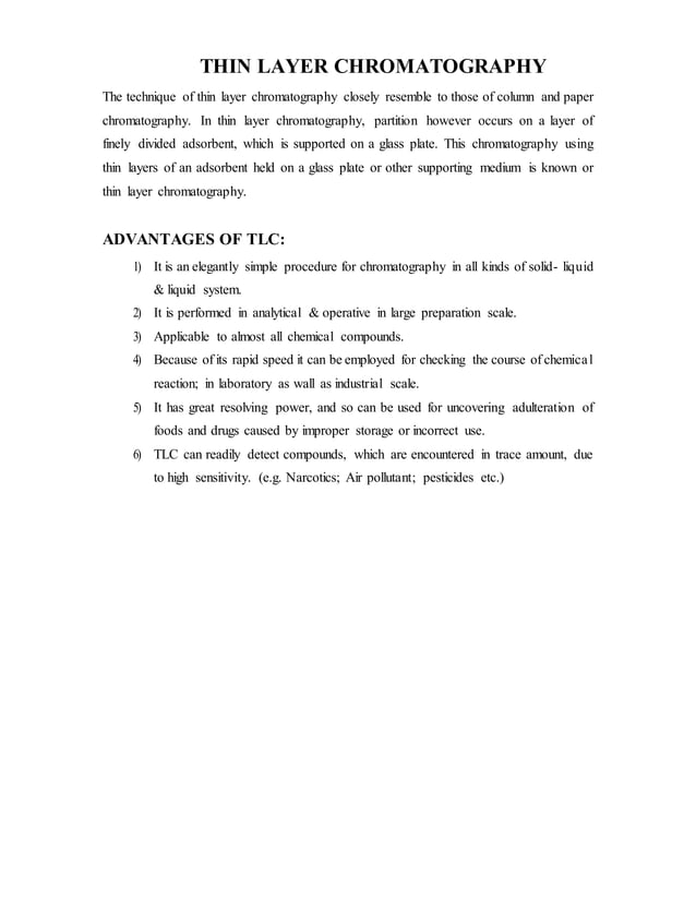 THIN LAYER CHROMATOGRAPHY | DOCX