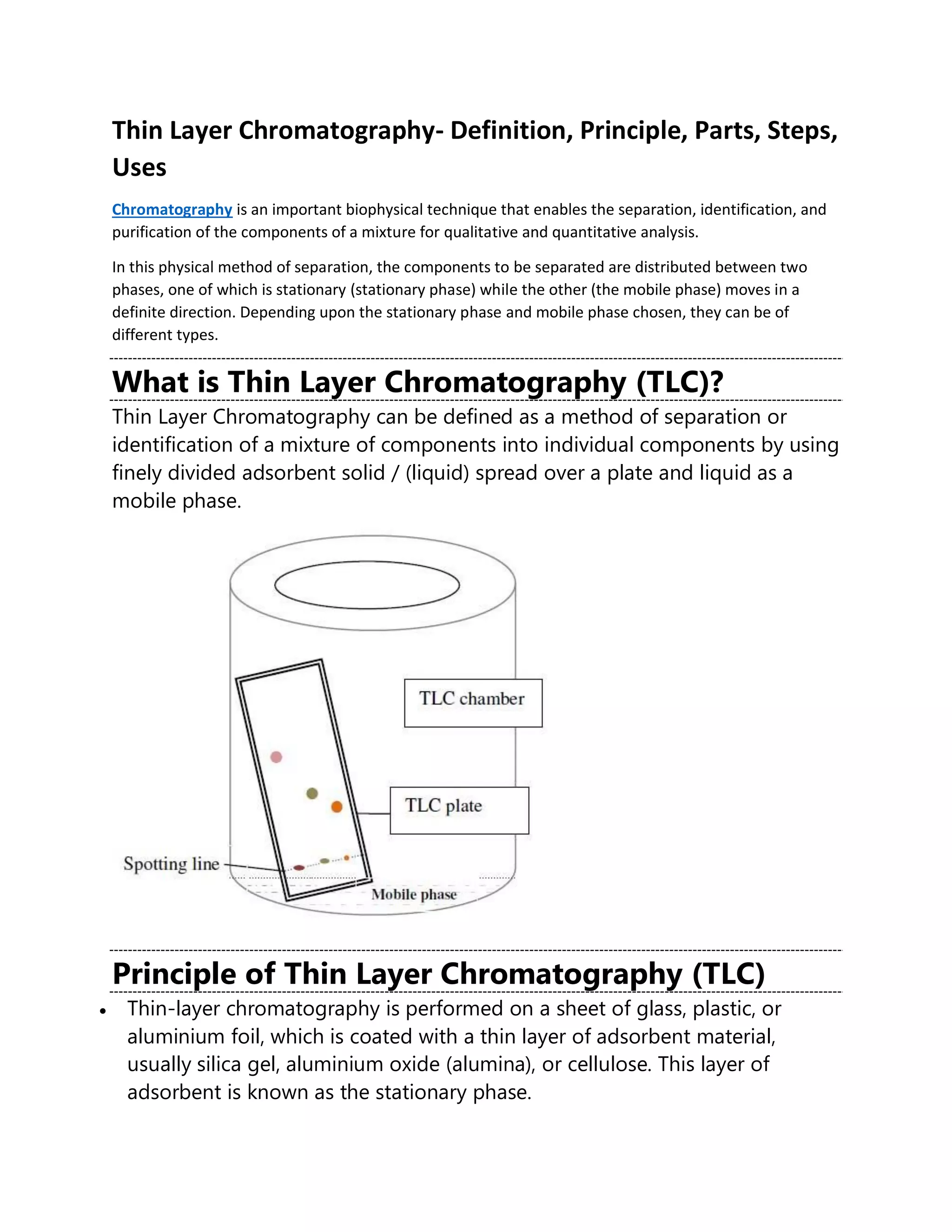 Thin layer chromatography | PDF