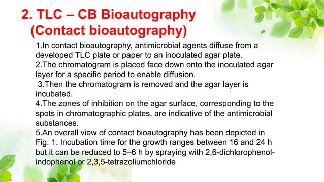 TLC Bioautography (TLC as highthrough put screening). | PPTX