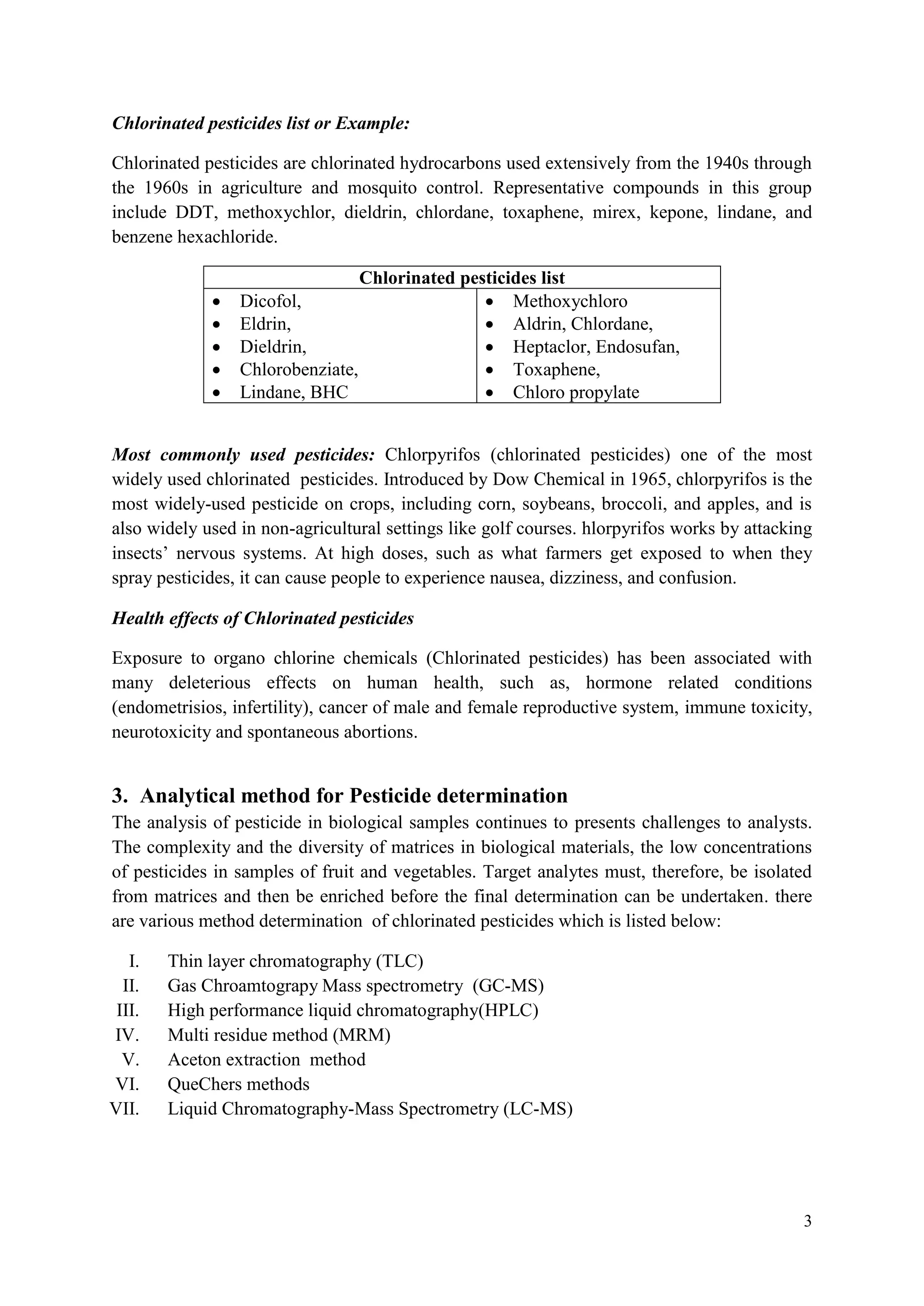 TLC for chlorinated pesticide determination Bapi Mondal | PDF