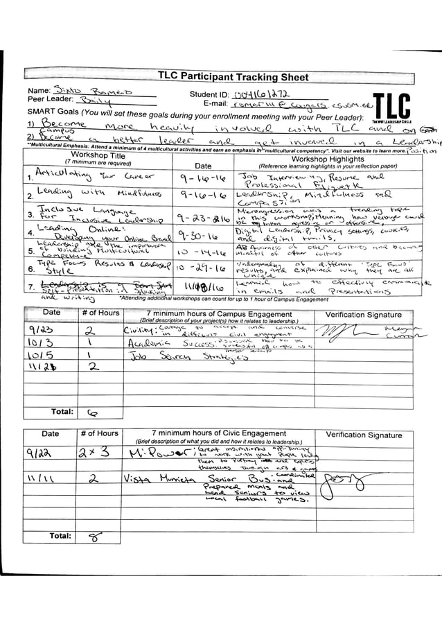 TLC Tracking Sheet | PDF