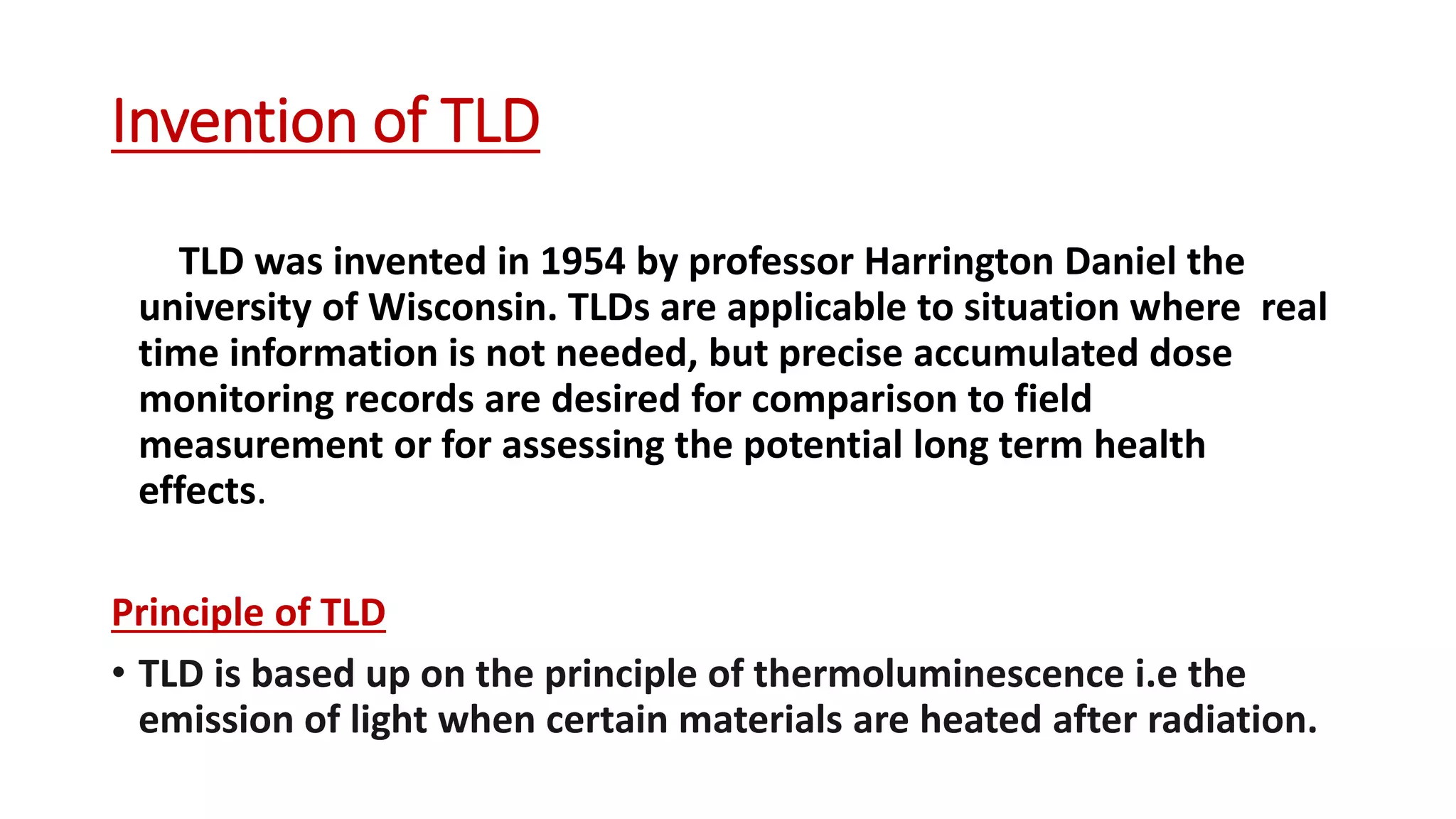 Thermoluminsence dosimeter | PPTX