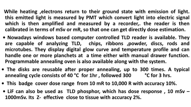 Thermoluminsence dosimeter | PPTX