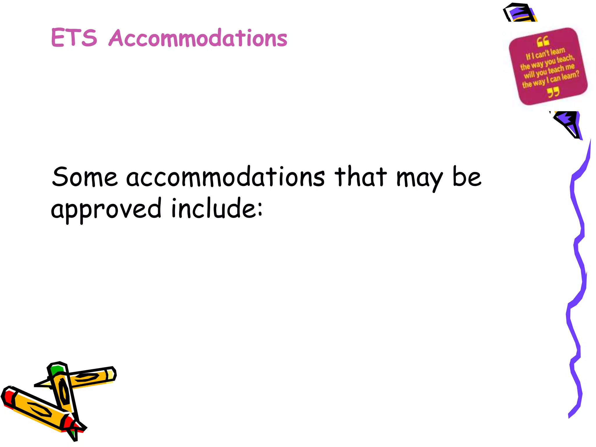 Accomodations for students with special learning disabilities | PPTX