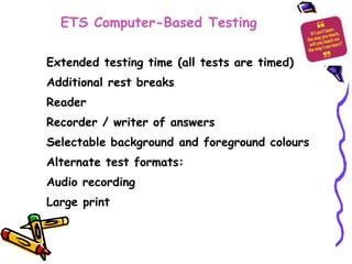 Accomodations for students with special learning disabilities | PPTX