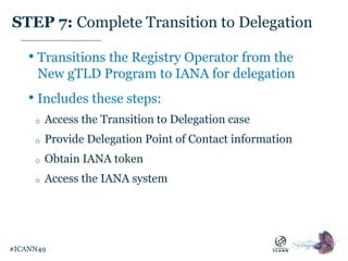 TLD Launch Process Experiences & Registry Onboarding from ICANN 49 | PPT