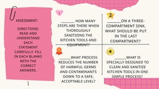 cleaning and sanitizing kitchen tools... | PPTX