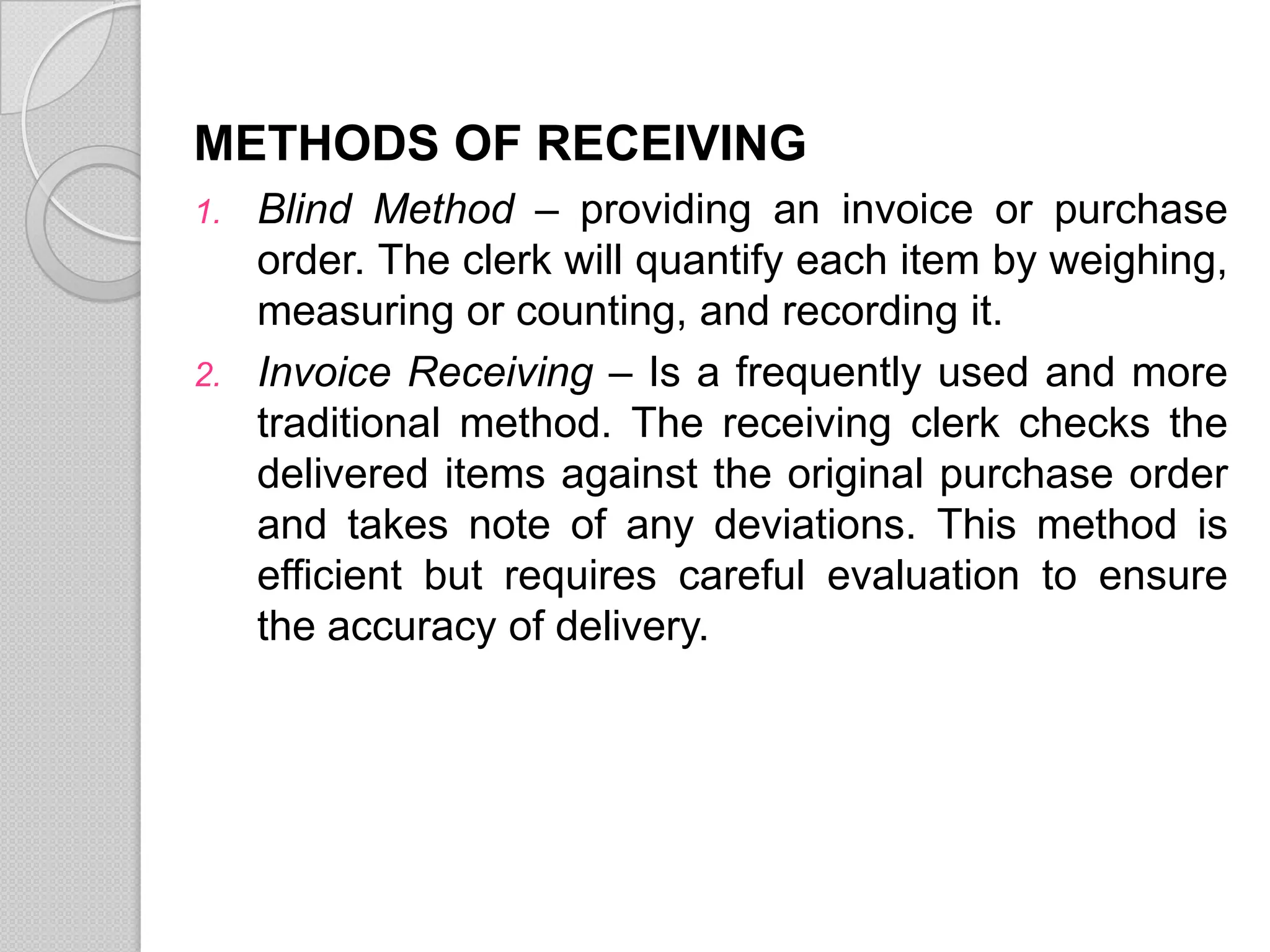 Purchasing, Receiving, and Storing Food | PPTX