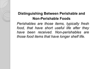 Purchasing, Receiving, and Storing Food | PPTX