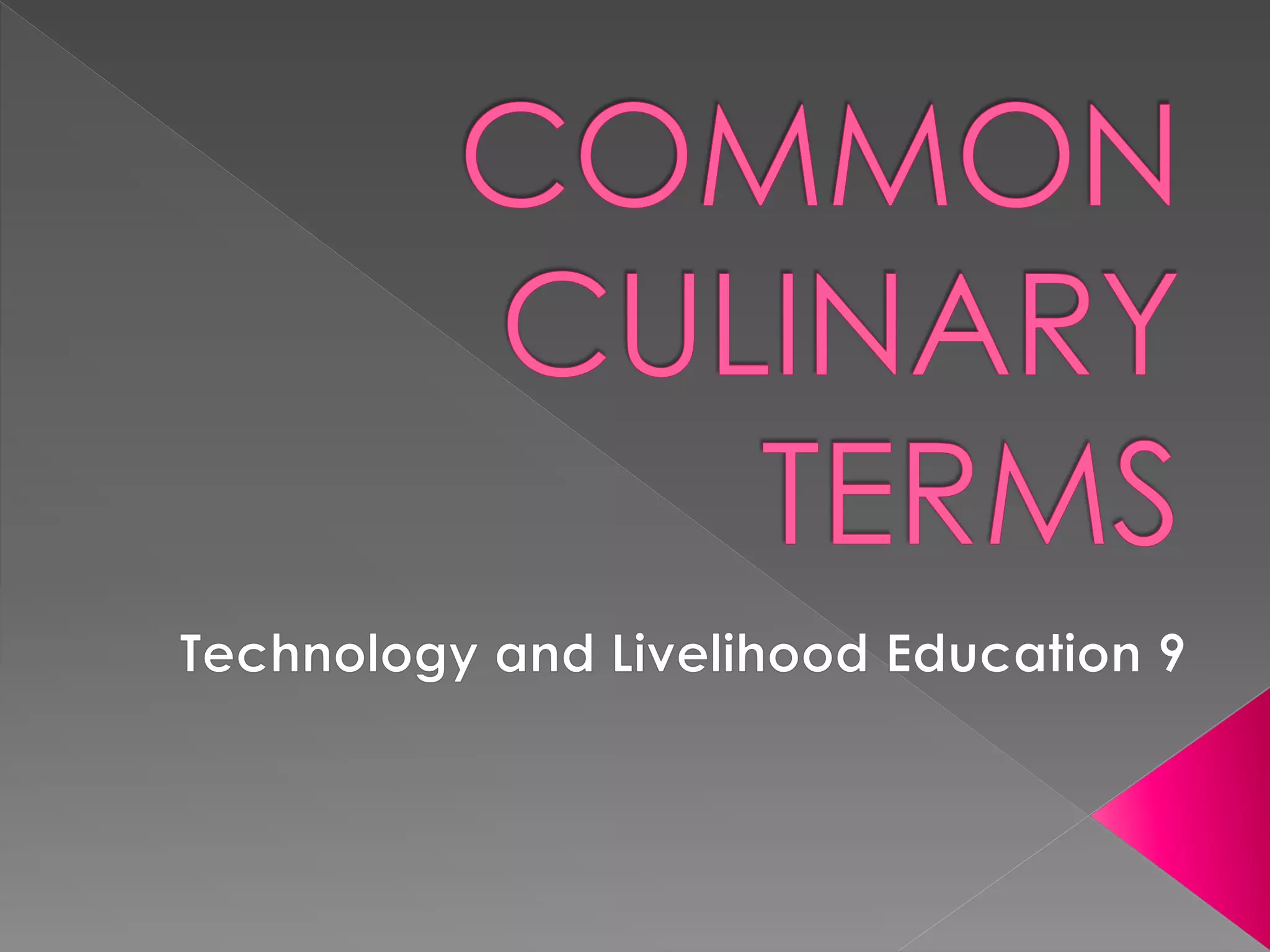 Common Culinary Terms (Sandwiches) | PPTX