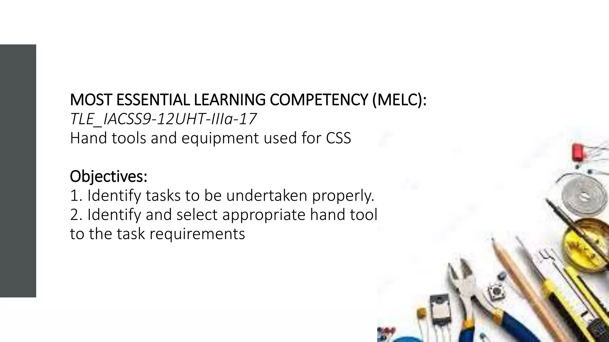 TLE - COMPUTER SYSTEMS SERVICING - HAND TOOLS | PPTX