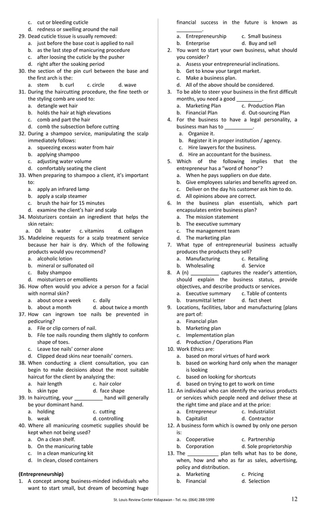 Tle exam-drill | DOC