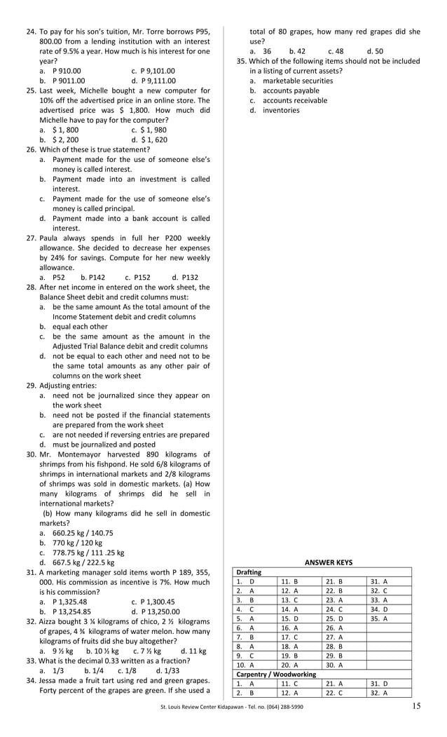 Tle exam-drill | DOC