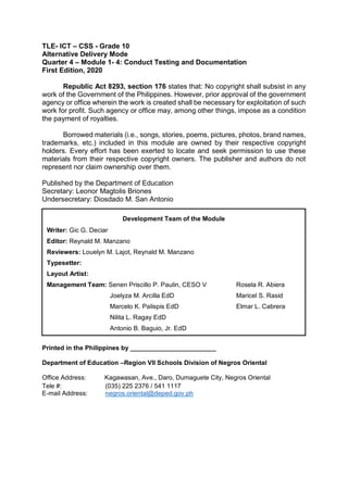 TLE-ICT-10-Q4-INC-Weeksamdbjs,bdsdsahdkjsdhs | PDF