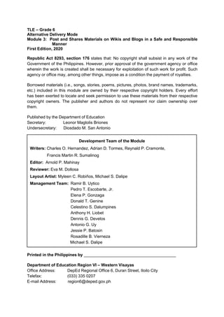 TLE-ICT6_Mod3_Post-and-Shares-Materials-on-Wikis-and-Blogs-in-a-Safe ...