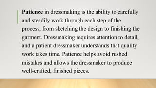 TLE introduction haracteristics of agood dressmaker | PPTX