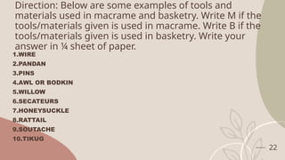 TLE 10-HANDICRAFT (MACRAME AND BASKETRY) | PPTX