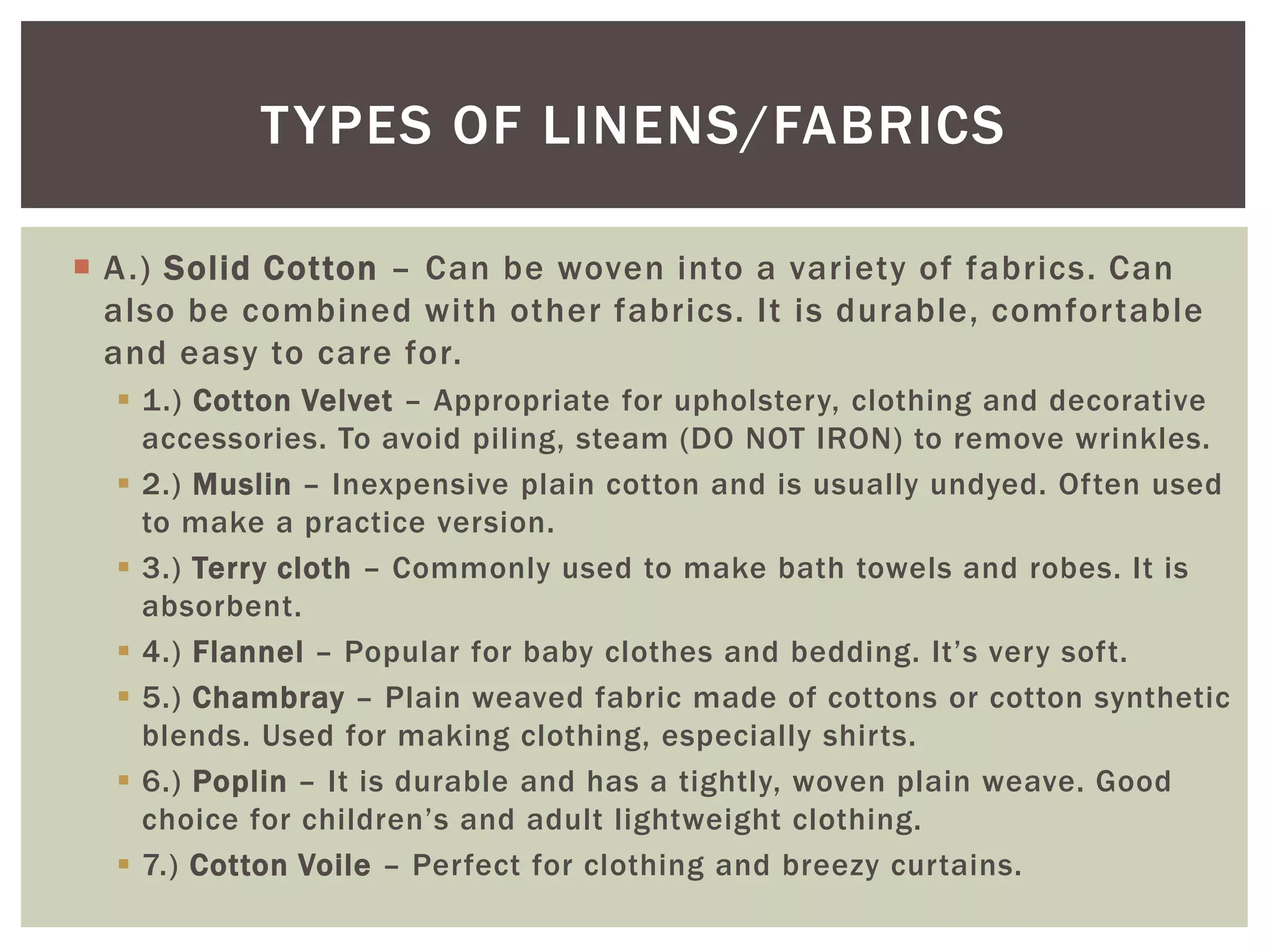 washing and ironing, linens and fabrics | PPTX