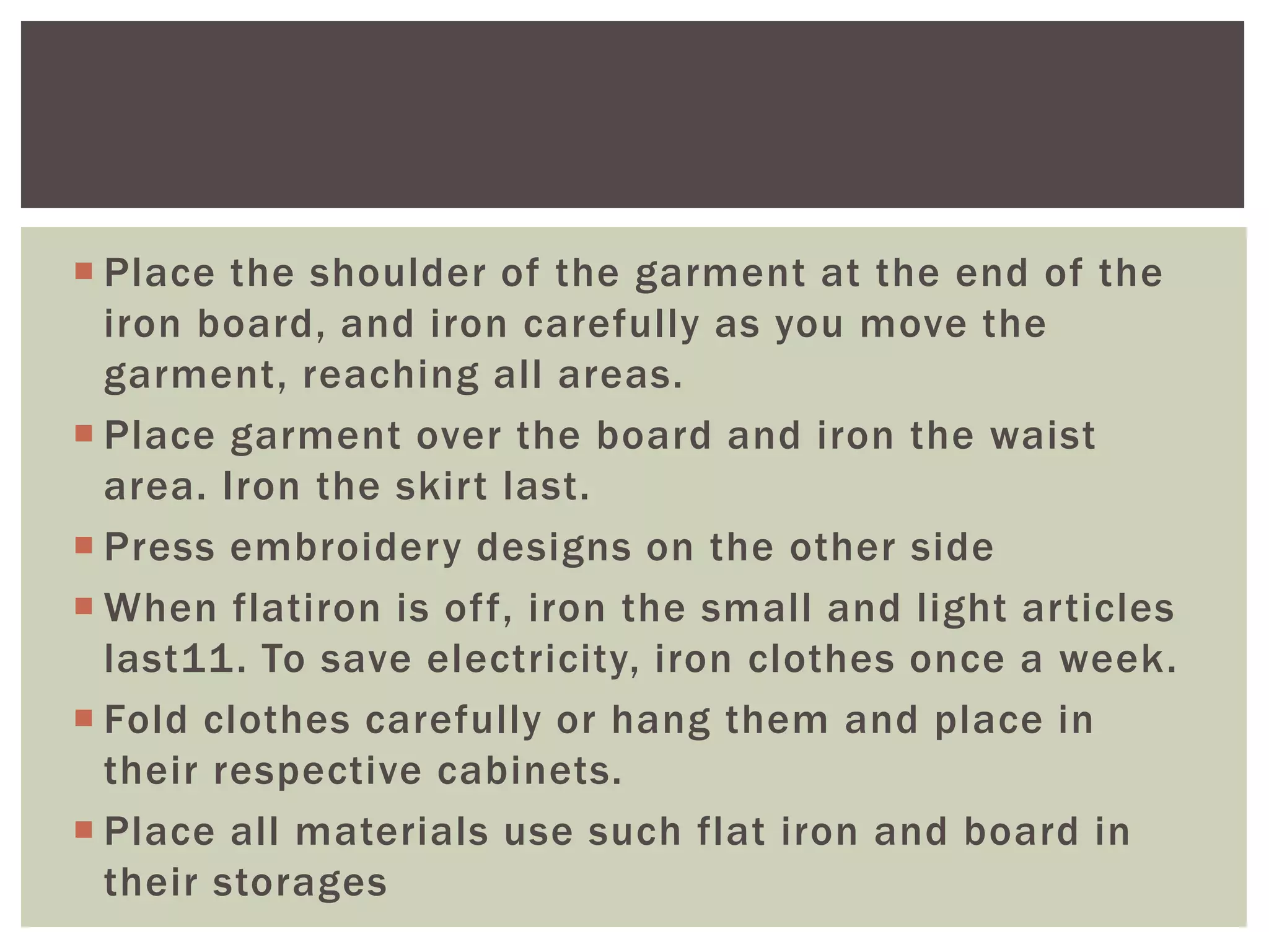 washing and ironing, linens and fabrics | PPTX