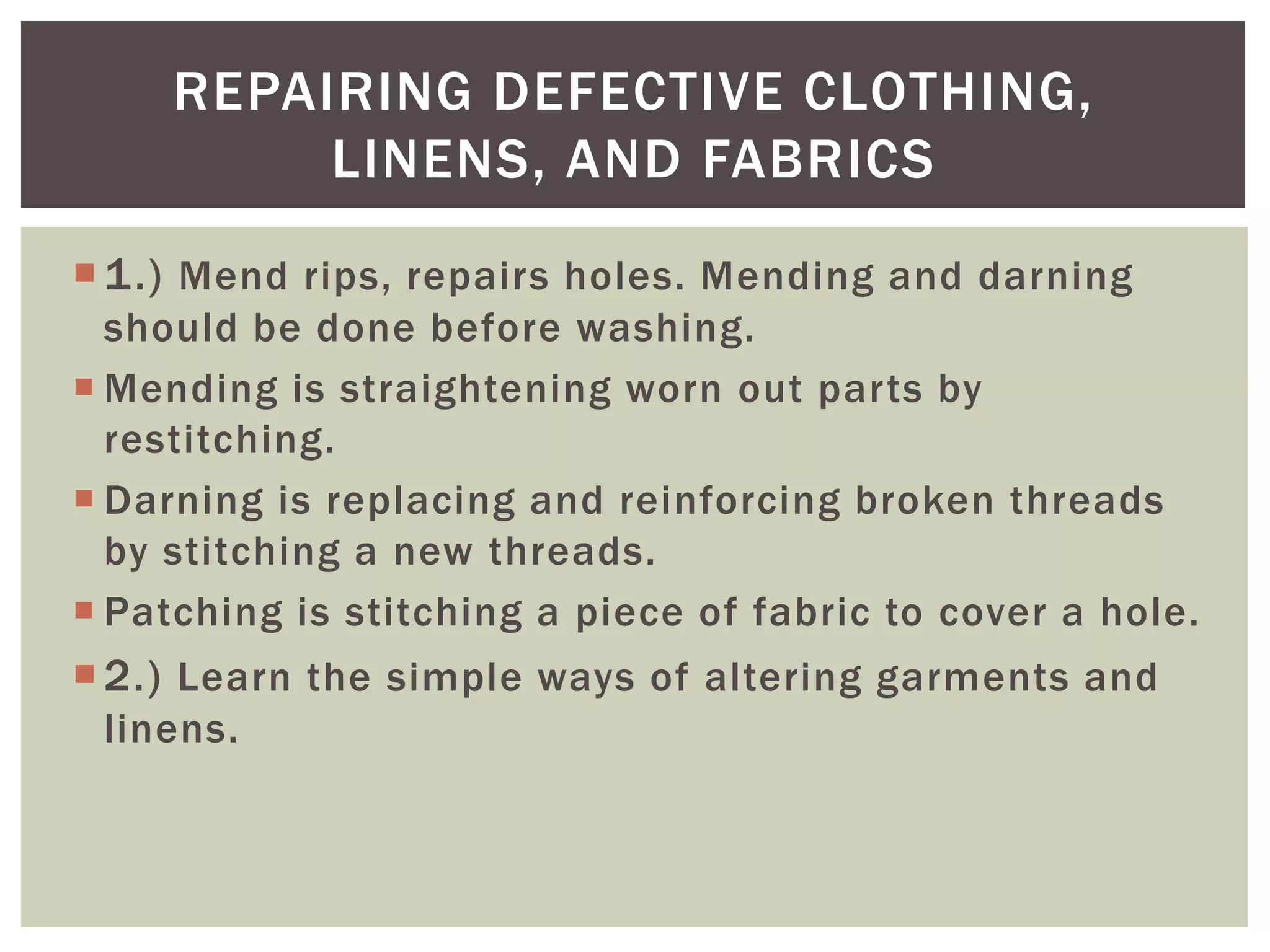 washing and ironing, linens and fabrics | PPTX